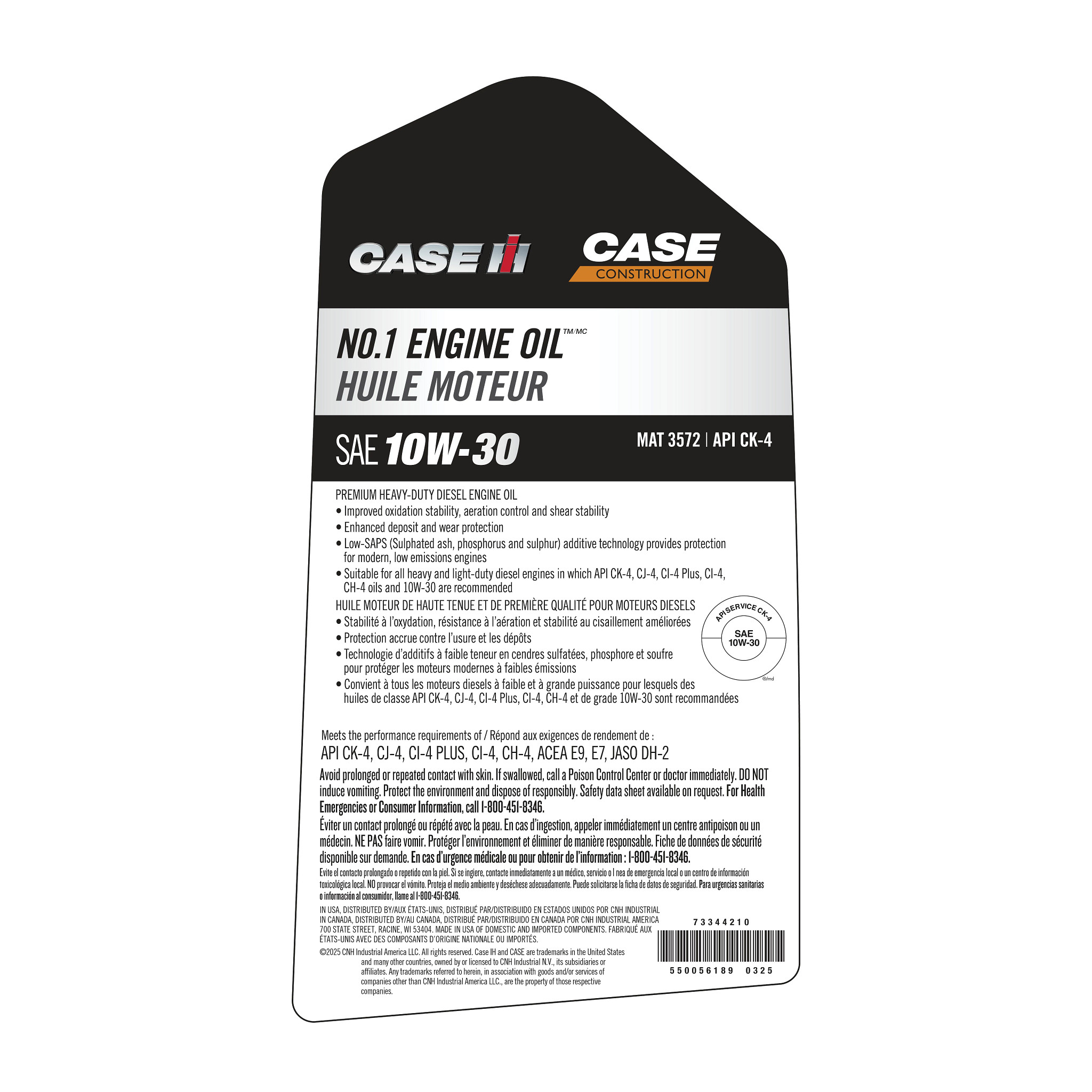 73344210 | No.1 Engine Oil™ - 10W-30 - MAT 3572 - 1 Gal./3.78 L | Case ...