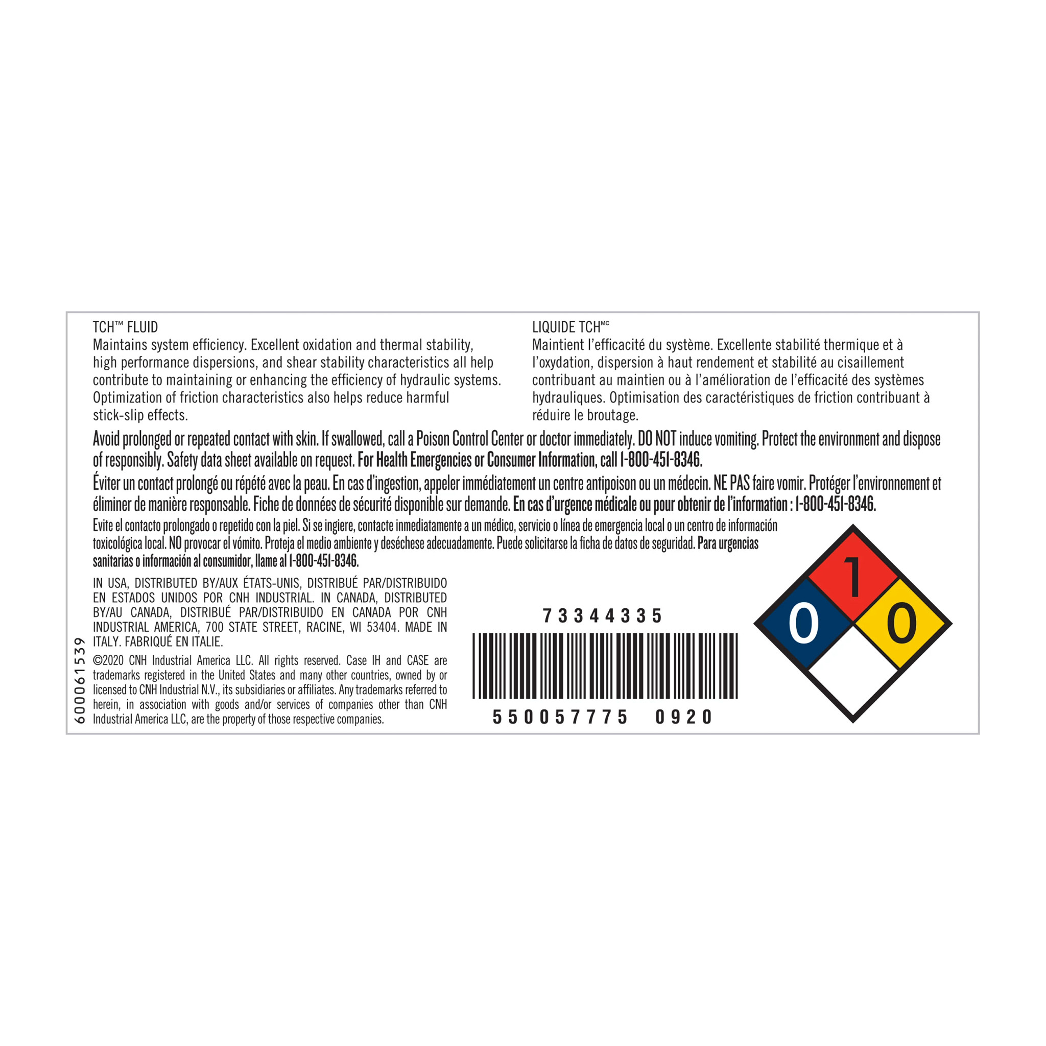 73344335 | TCH™ Fluid - 5 Gal./18.92 L | Case IH | MyCNH US Store