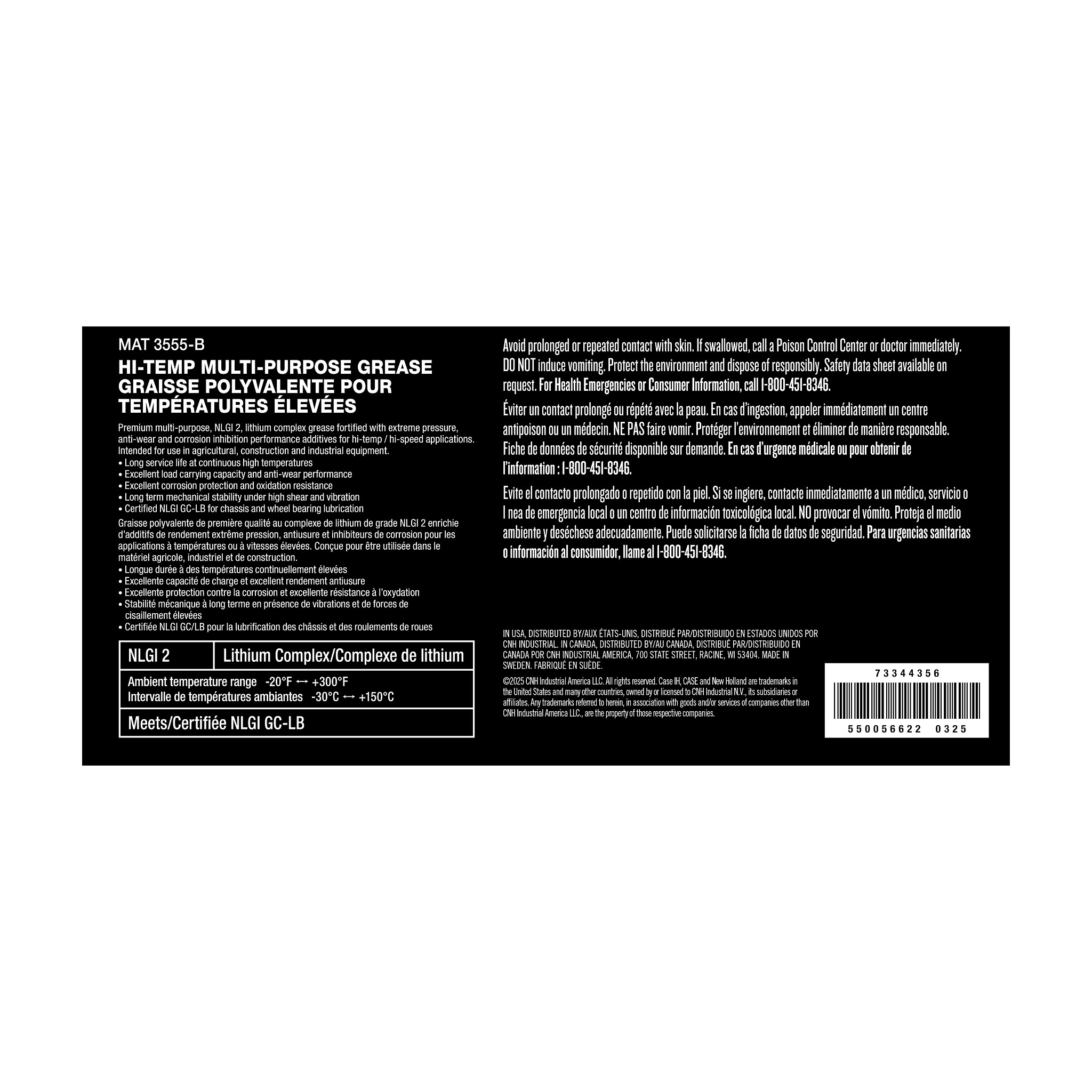 73344356 | Hi-Temp Multi-Purpose Grease - NLGI 2 - MAT 3555-B - 13.9 oz ...
